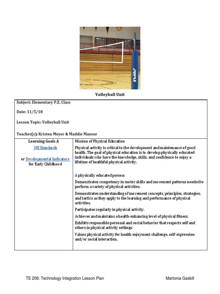 Get Lesson Template Here | PDF | Physical Education | Volleyball