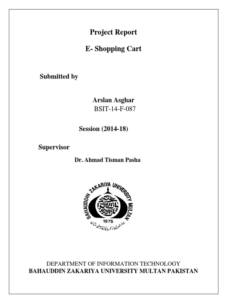 Project Report E-Shopping Cart: Submitted by | PDF | Career & Growth ...