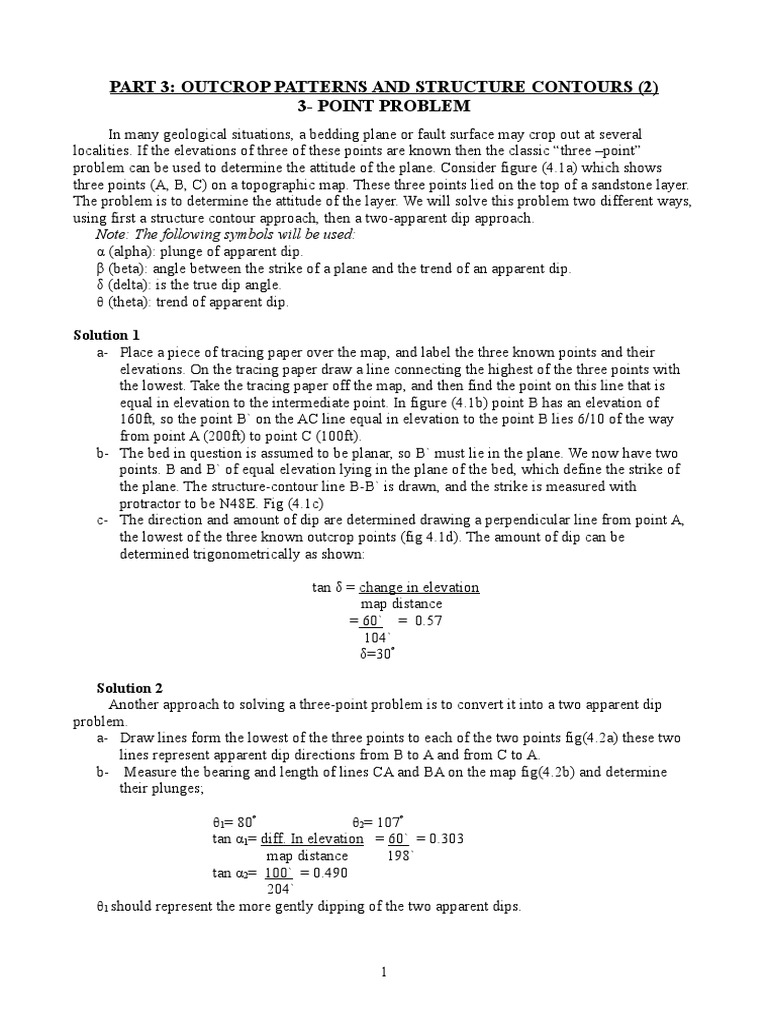 Outcrop Pattern and 3 Point Problem | PDF | Contour Line | Topography