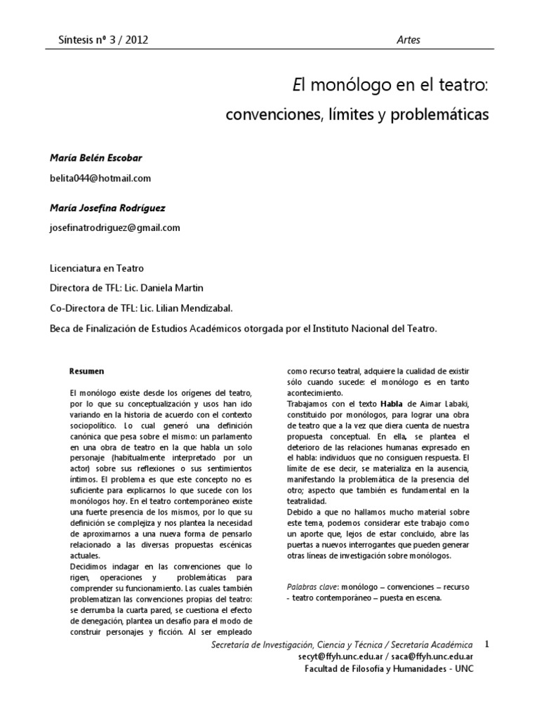 El Monólogo | PDF | Monólogo | Teatro