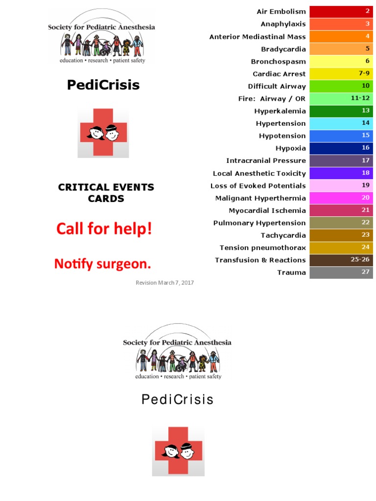 Society For Pediatric Anesthesia Emergency Checklist Manual | PDF ...