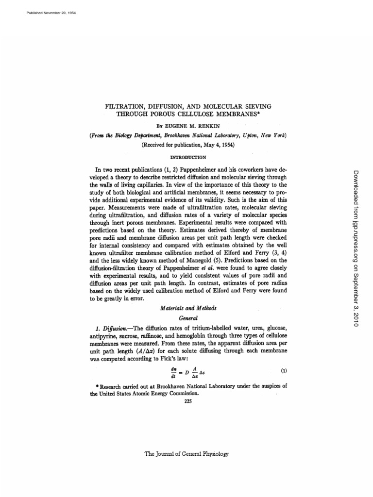 Filtration, Diffusion and Molecular Sieving Through Porous Cellulose ...