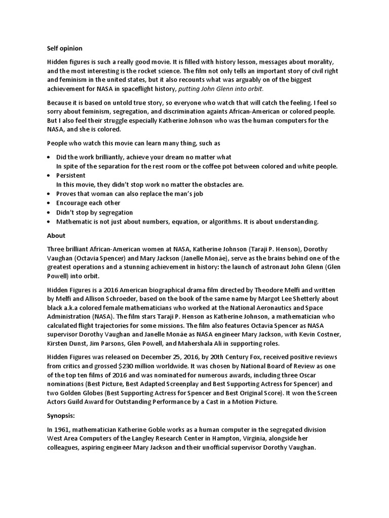 Hidden Figures | PDF | Hidden Figures | Spaceflight