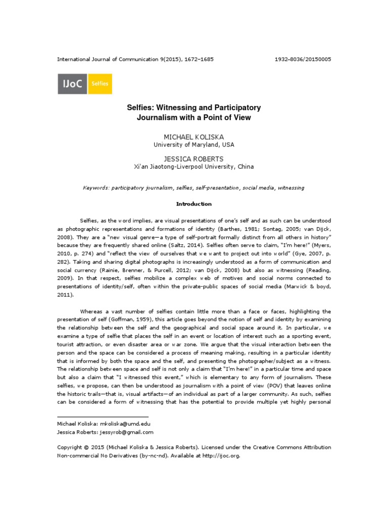 Self, Selfhood and A Selfie: The Anatomy of A Virtual Body and A ...