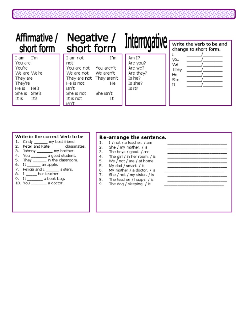 Verb To Be Worksheet | PDF | Languages | Language Arts & Discipline