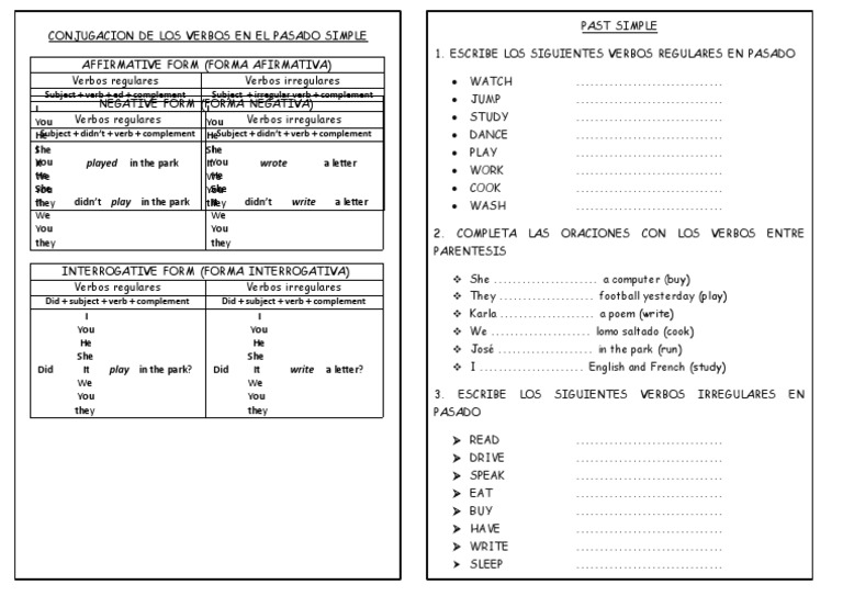 Spanish Past Simple Guide | PDF | Syntax | Linguistic Typology