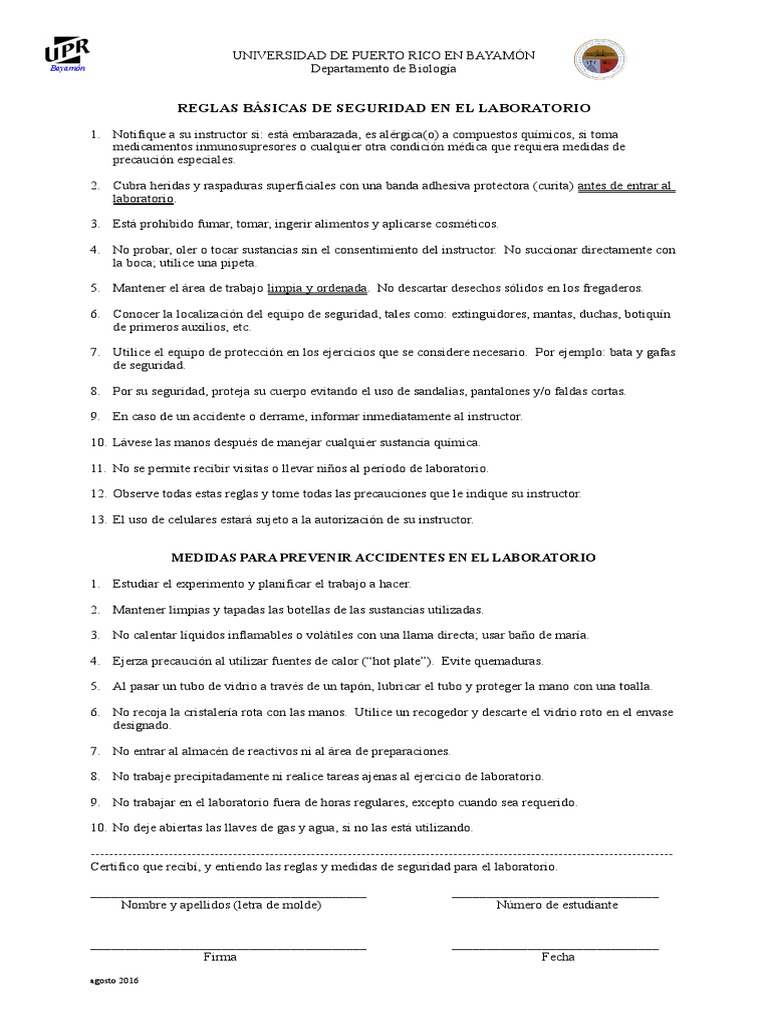 Reglas - de - Seguridad - Lab - 2016 | PDF | Laboratorios | Primeros ...