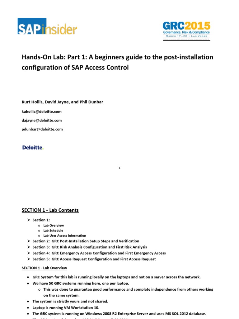 A Beginners Guide To The Post Installation Configuration of SAP Access ...