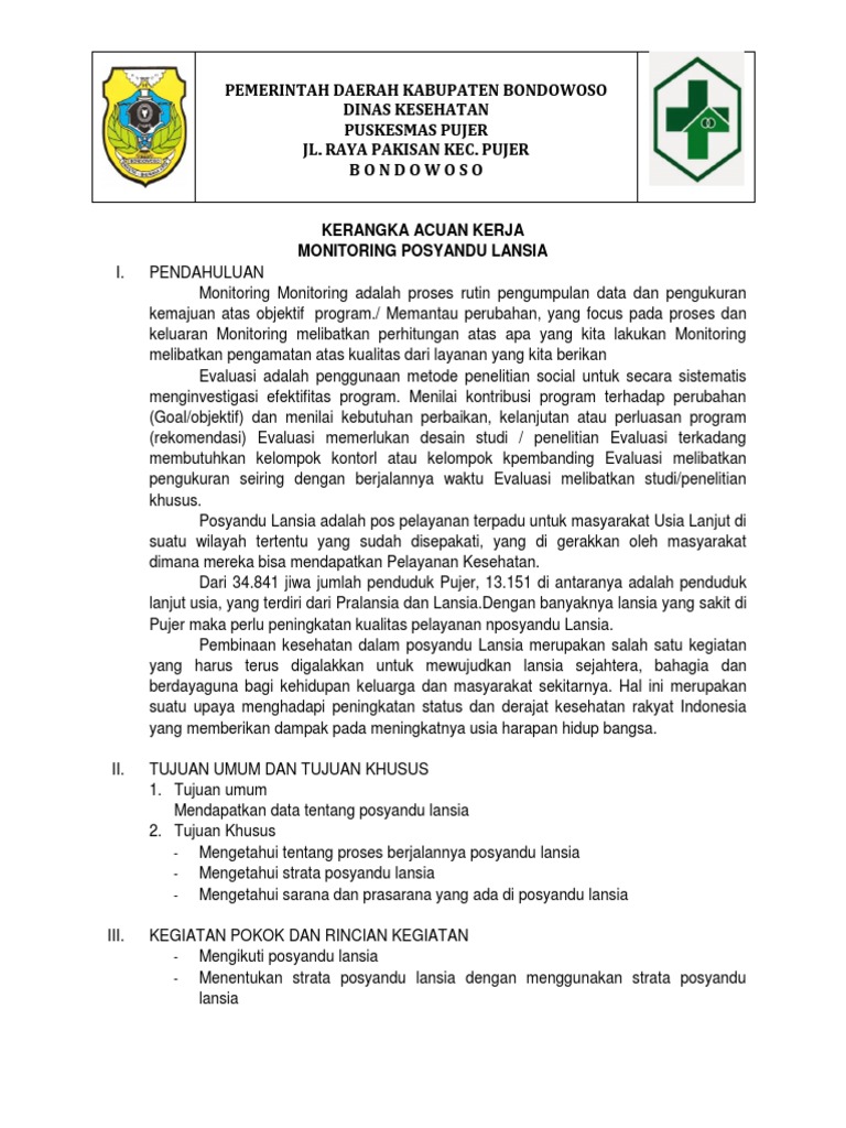 Kak Monev Posyandu Lansia | PDF