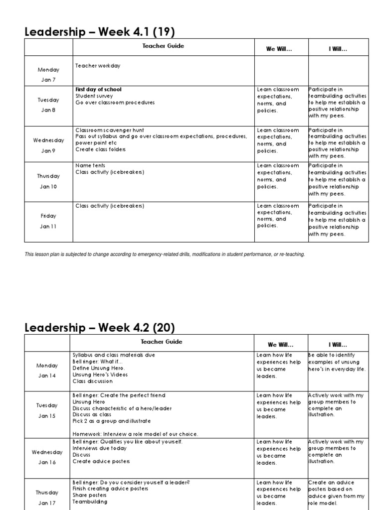 Leadership 1b 123456 Pdf Lesson Plan Leadership
