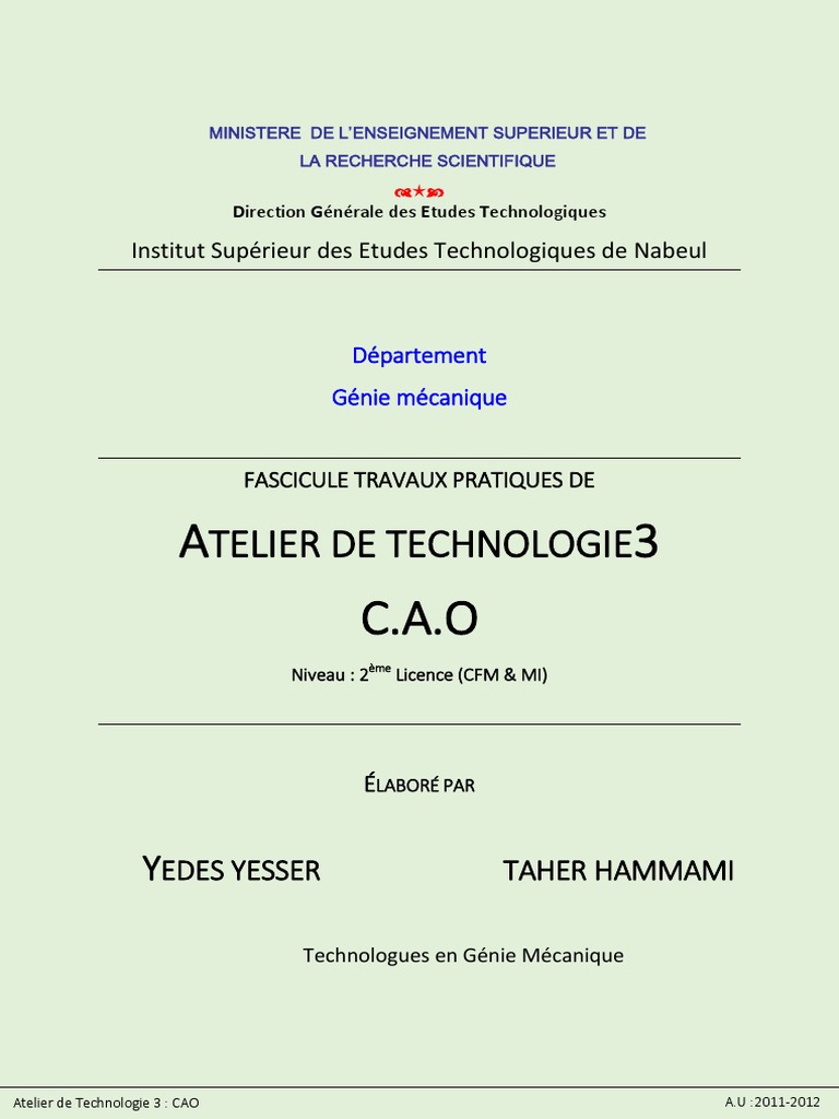 Fascicule de TP Cao Solidworks PDF | PDF | Conception assistée par ordinateur | Dessin technique