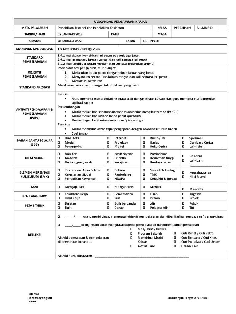 RPH Peralihan (M1) | PDF