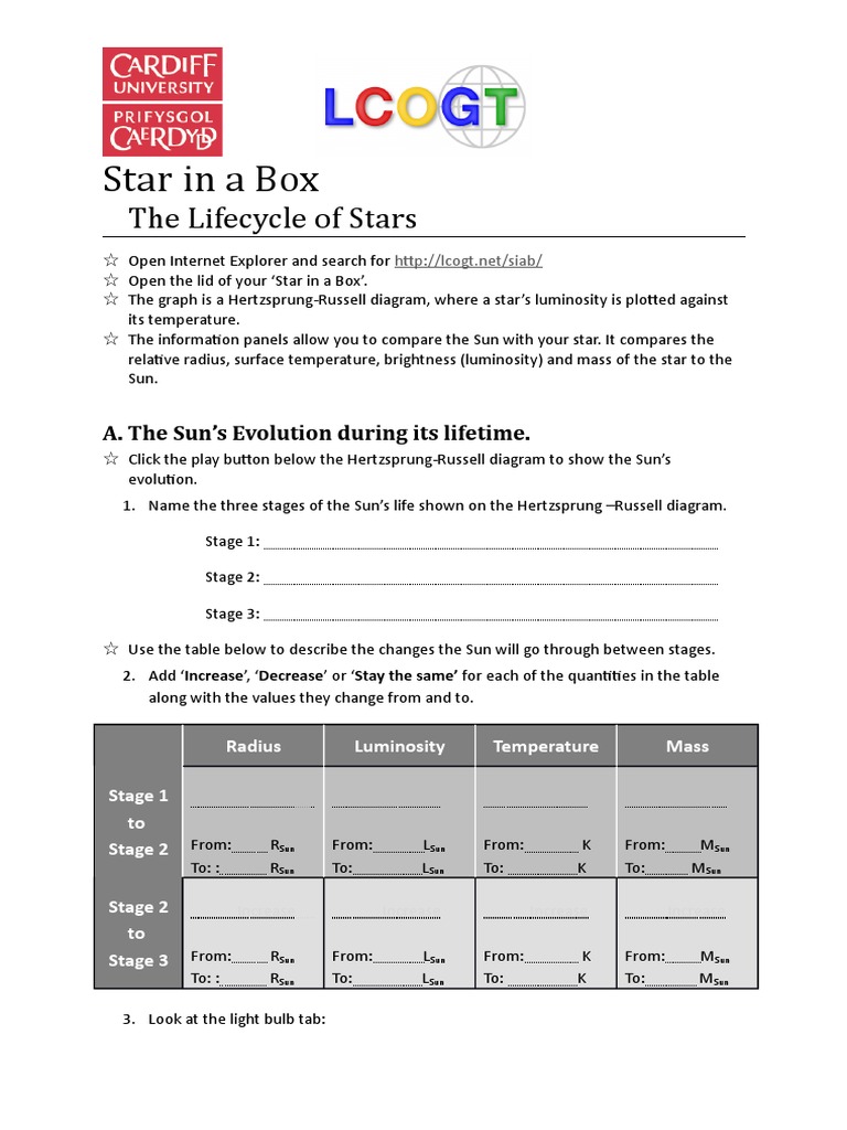 Gcse Worksheet | PDF | Stars | Stellar Astronomy