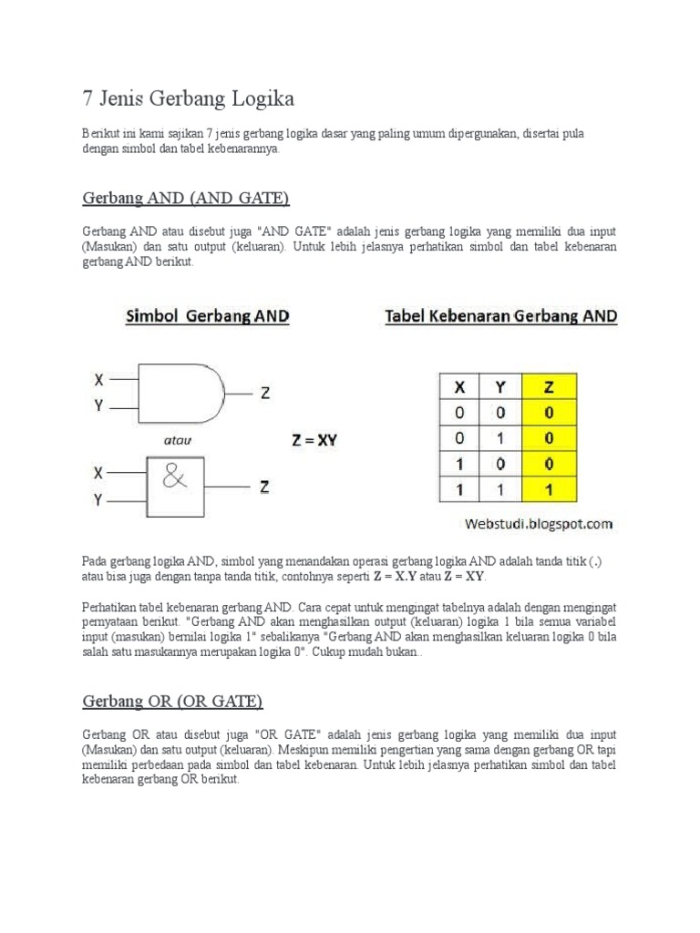 7 Jenis Gerbang Logika | PDF