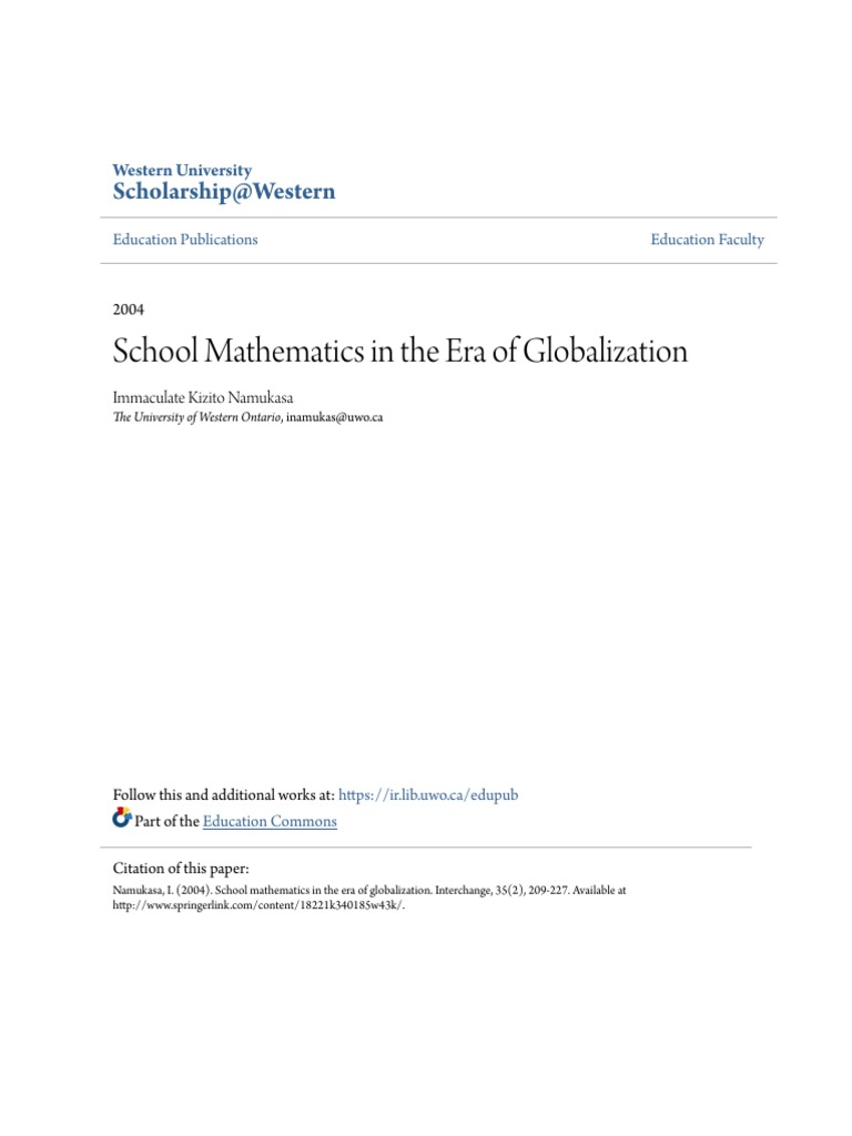 School Mathematics in The Era of Globalization | PDF | Curriculum ...
