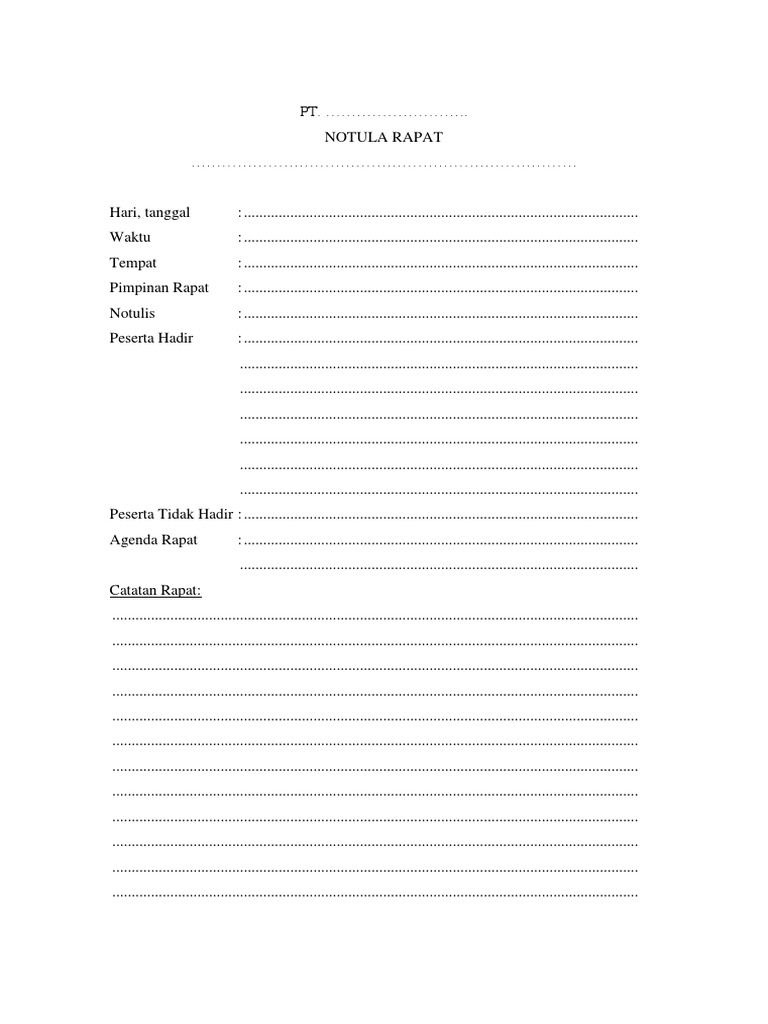 Format Notula Rapat | PDF