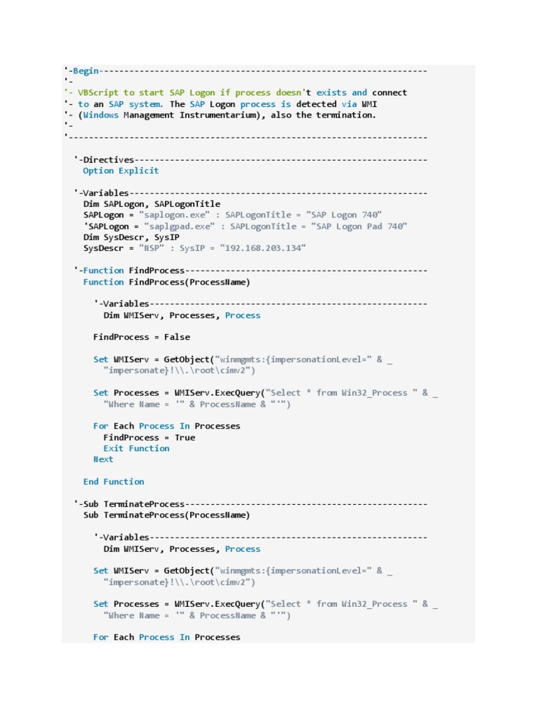 VB Scripts For Login To SAP | PDF | Computing Platforms | Software ...