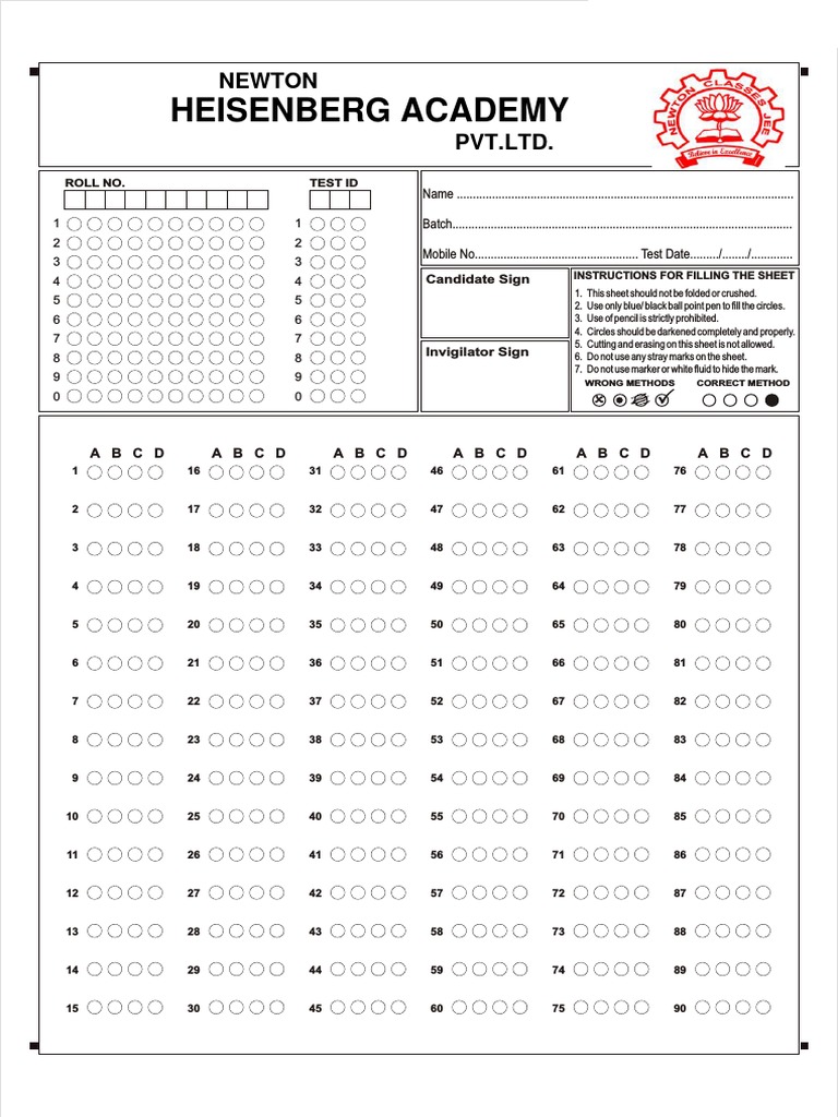 Omr Sheet Hien | Download Free PDF | Writing Implements | Stationery