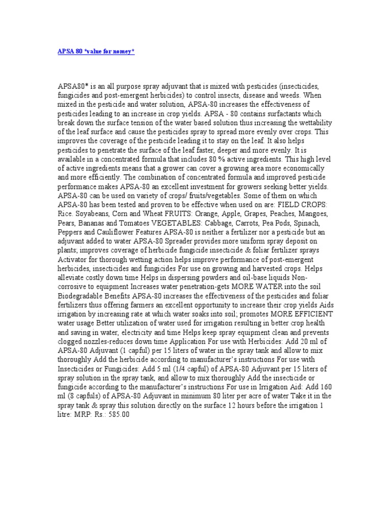 Apsa 80 | PDF | Pesticide | Herbicide