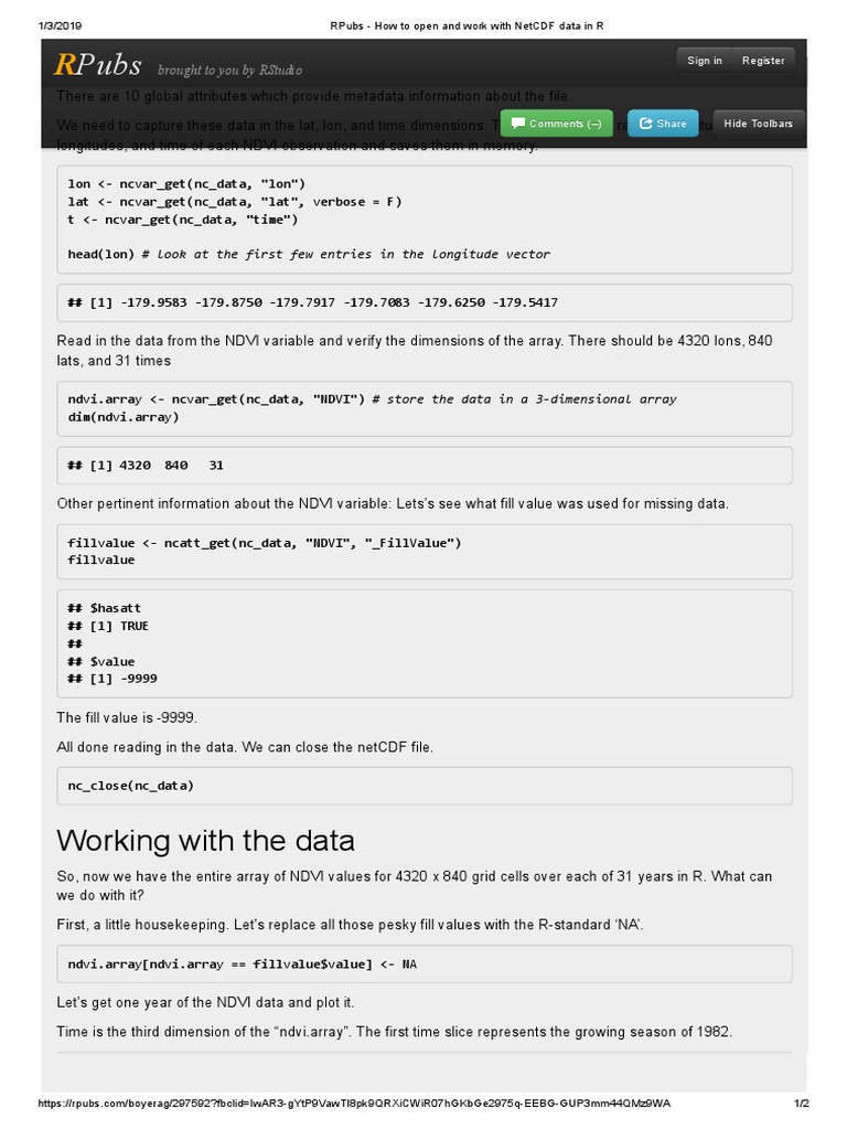 Rpubs How To Open And Work With Netcdf Data In R Pdf Data Management Information Management