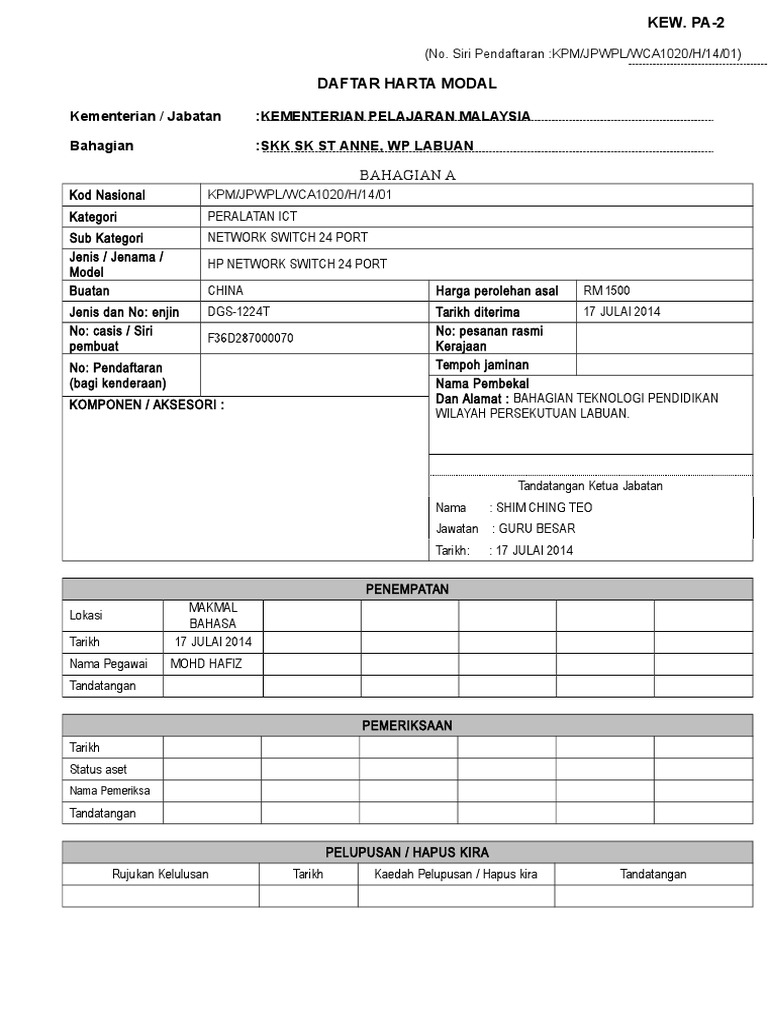 KEW - Pa-2 - Daftar Harta Modal | PDF