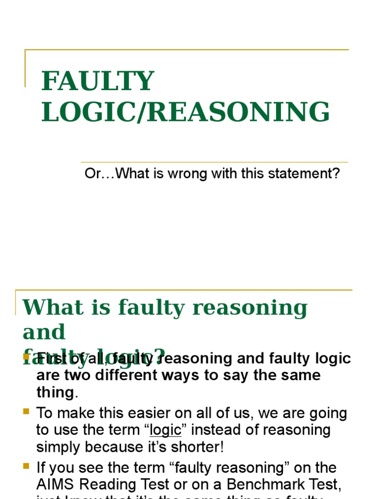 Faulty Logic for Test Prep | PDF | Causality | Reason