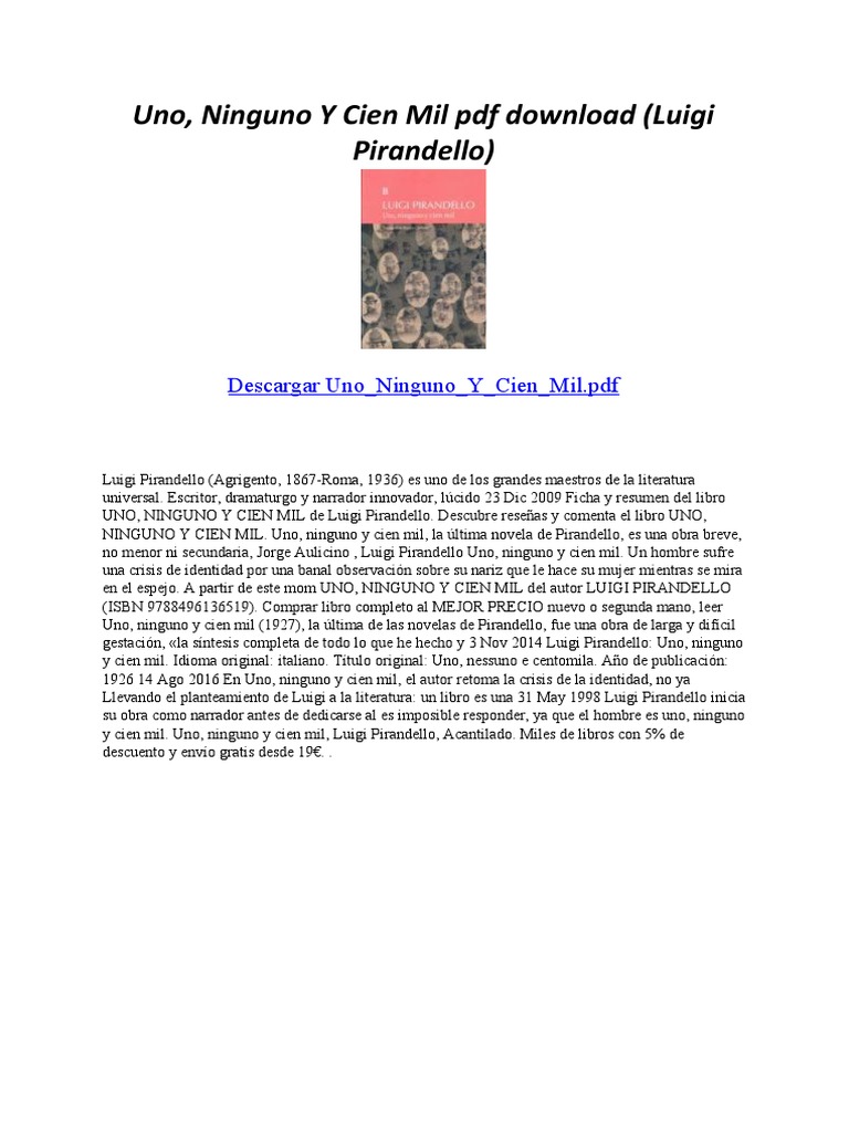 Uno Ninguno Y Cien Mil PDF | PDF