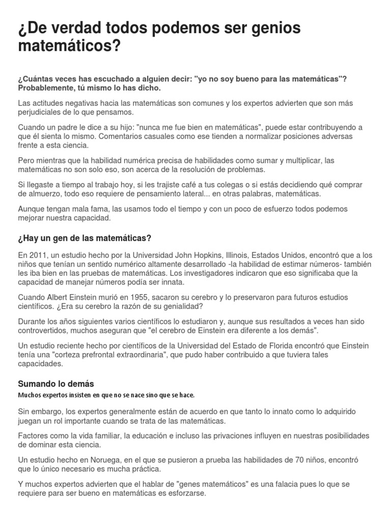 Genios Matemáticos | PDF | Enseñanza de matemática | Maestros