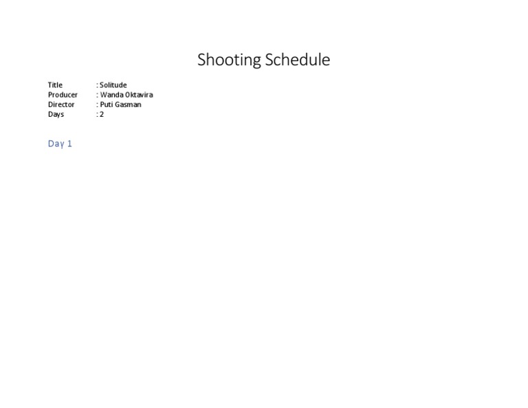 Shooting Schedule | PDF