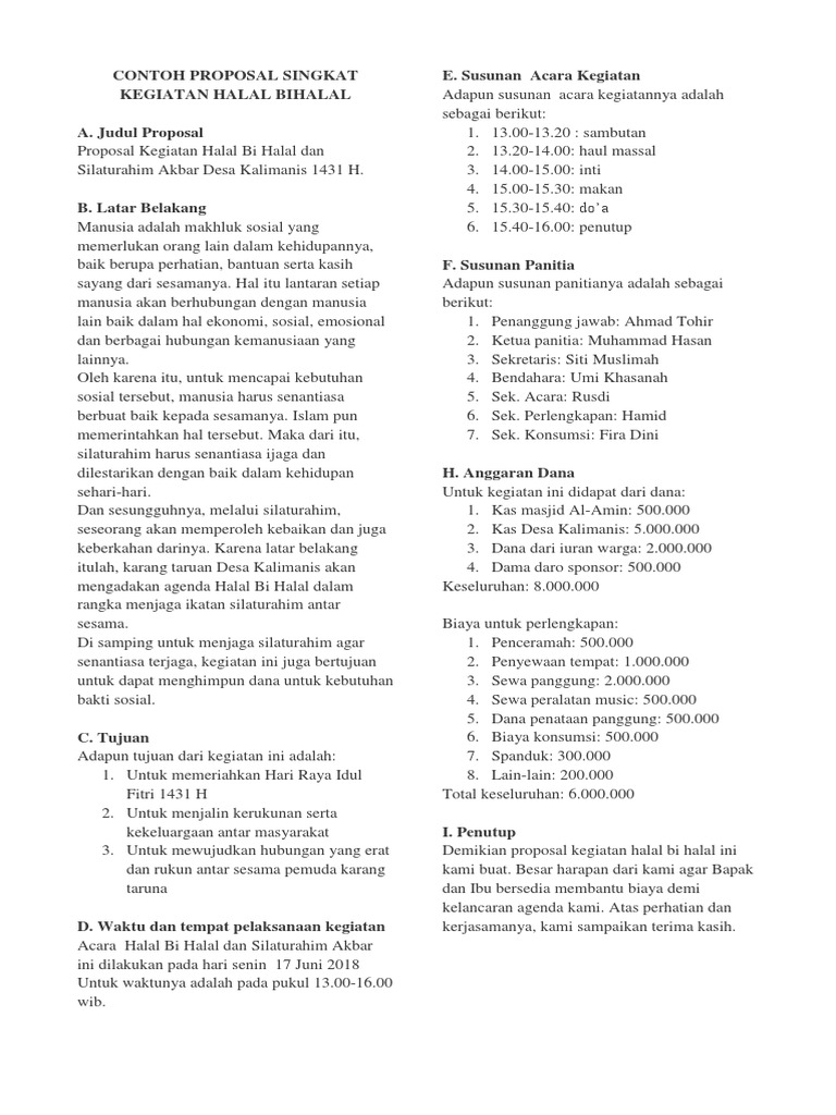 Contoh Proposal Singkat | PDF