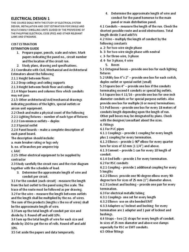 Electrical Design 1 | PDF | Lighting | Fuse (Electrical)