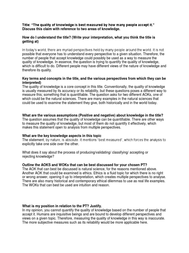 TOK Worksheet | PDF | Reason | Knowledge