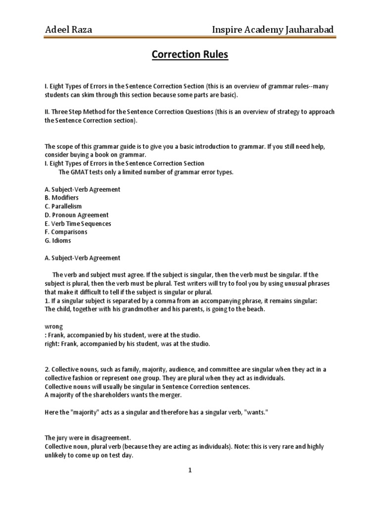 Correction Rules Adeel Raza Inspire Academy Jauharabad Pdf