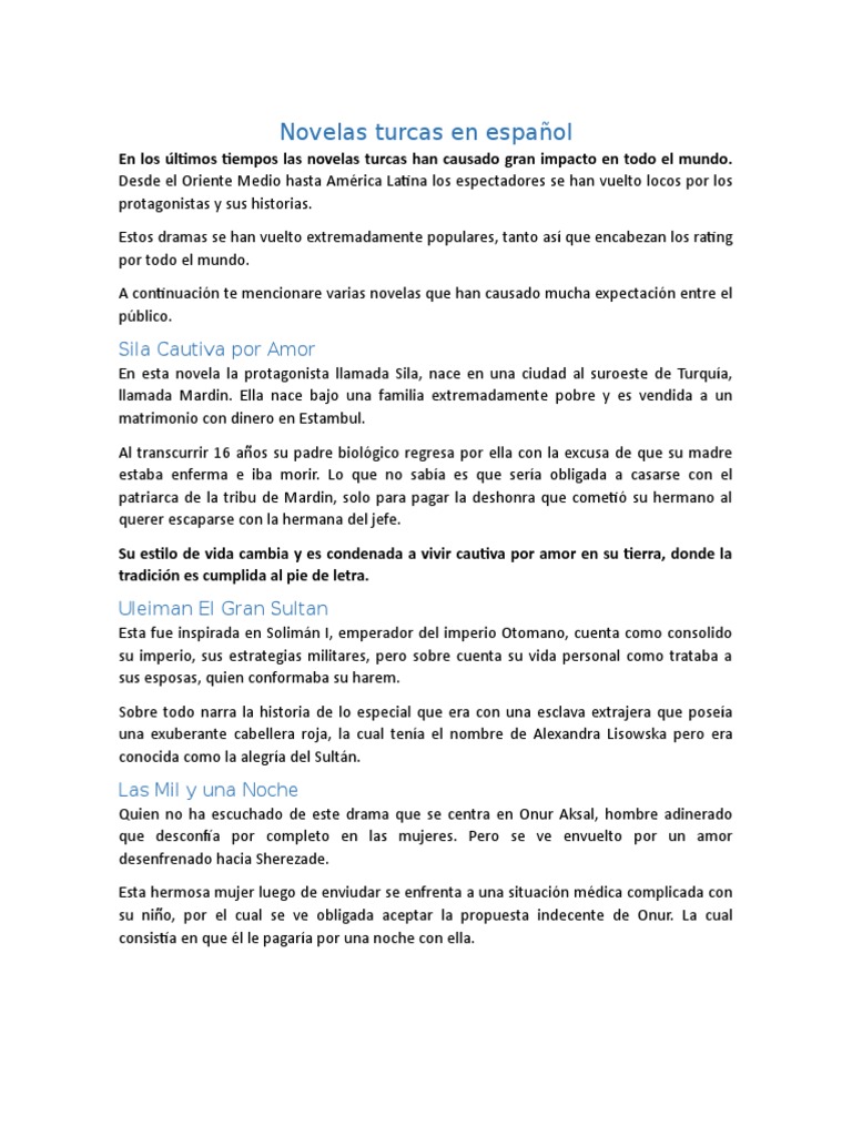 Novelas turcas populares en español | PDF | imperio Otomano
