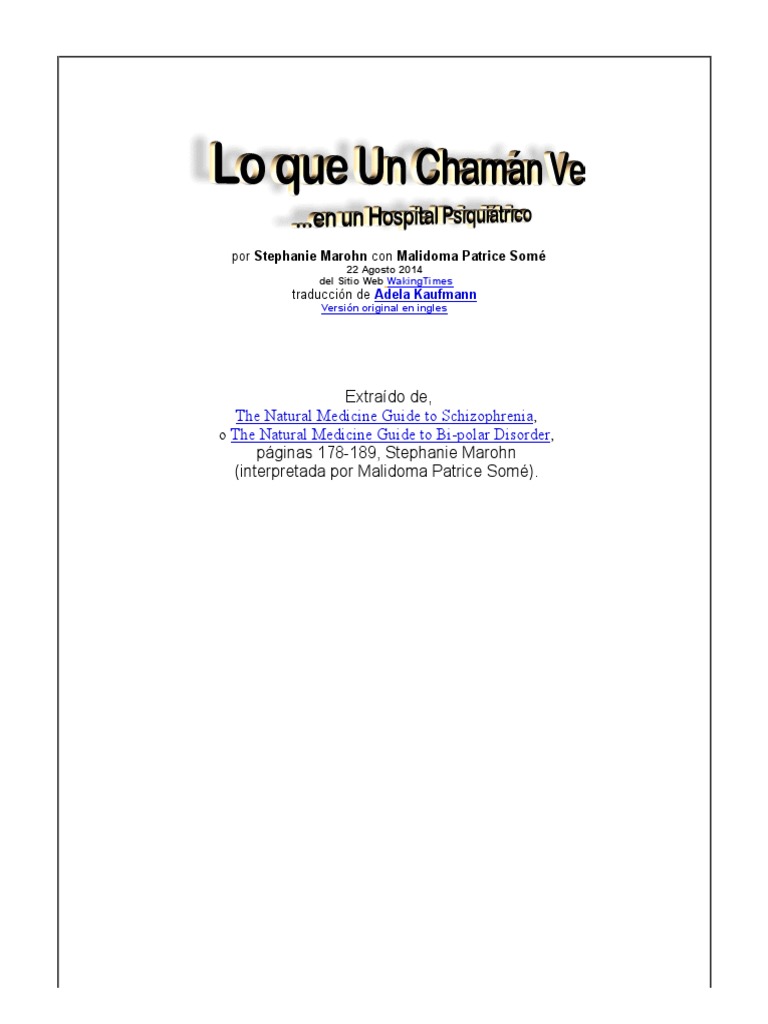 Lo Que Un Chamán Ve en Un Hospital Psiquiátrico PDF | PDF | Chamanismo | Rituales