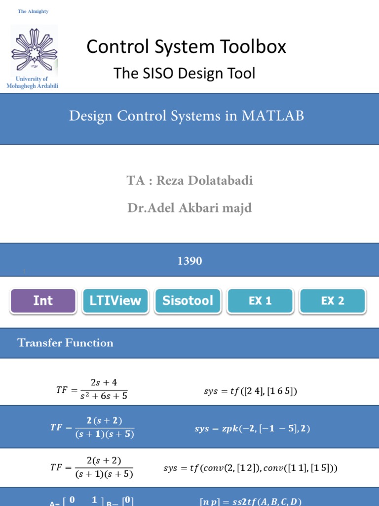Control System Toolbox: The SISO Design Tool | PDF | Control Theory ...