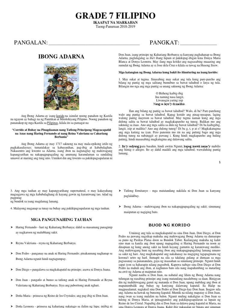 Ibong Adarna Script Pdf