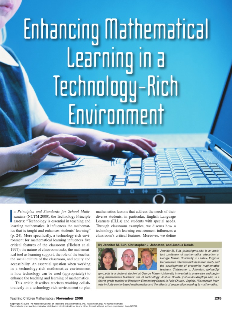 Enhancing Mathematical Learning in A Technology-Rich Environment | PDF ...