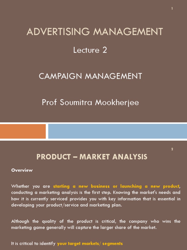 Advertising MANAGEMENT Lecture 2 | PDF | Market Analysis | Advertising