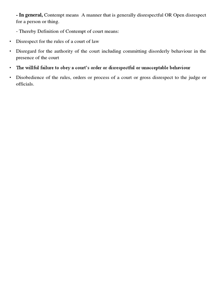 in General, Contempt Means A Manner That Is Generally Disrespectful OR ...