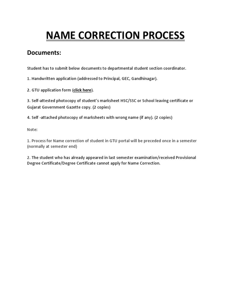 Name Correction Process | PDF