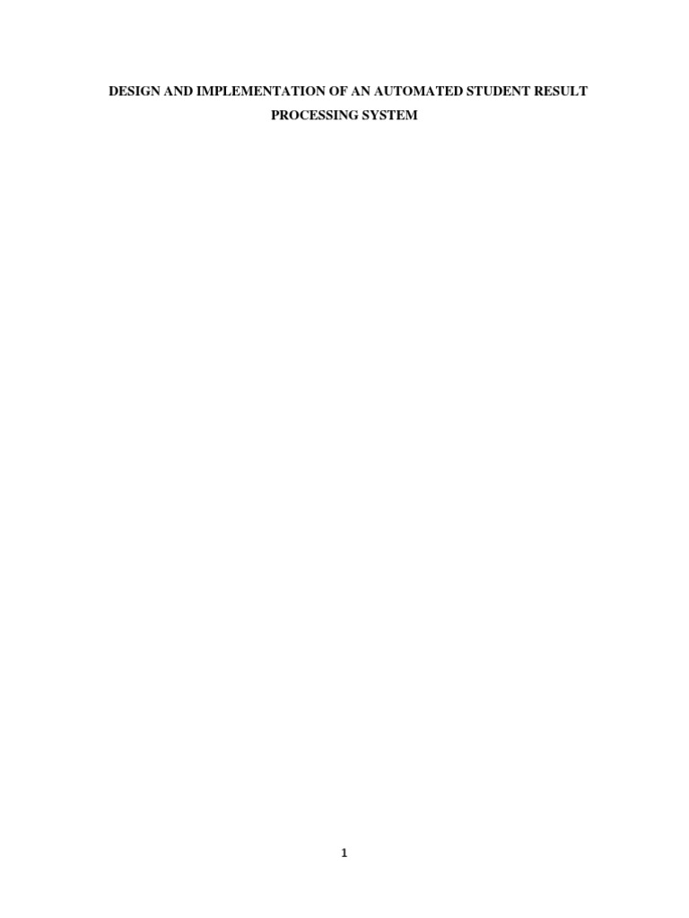 Design and Implementation of An Automated Student Result Processing ...