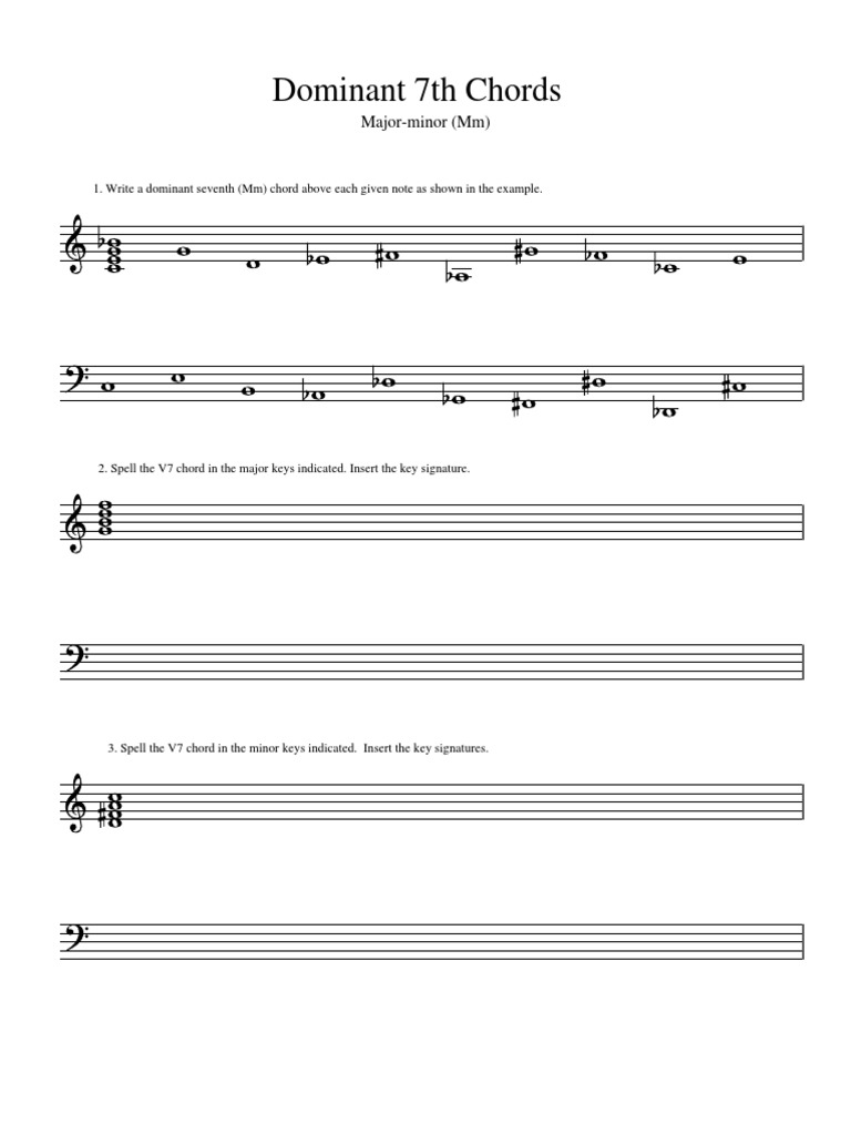 Dominant 7th Worksheet Chords | PDF