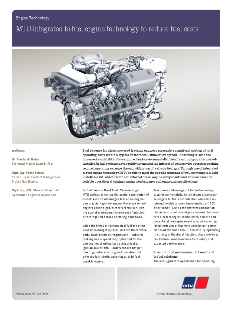 MTU-integrated Bi-Fuel Engine Technology To Reduce Fuel Costs | PDF ...