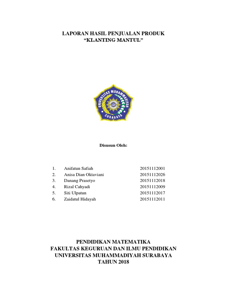 Laporan Hasil Penjualan Produk (Klanting Mantul) | PDF