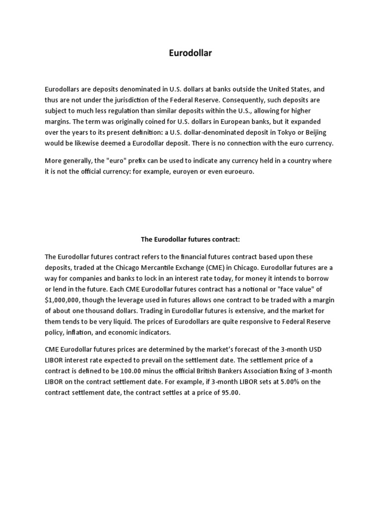 Understanding Eurodollar Futures Contracts | PDF | Financial Services ...