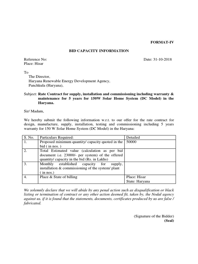 Format-Iv Bid Capacity Information | PDF