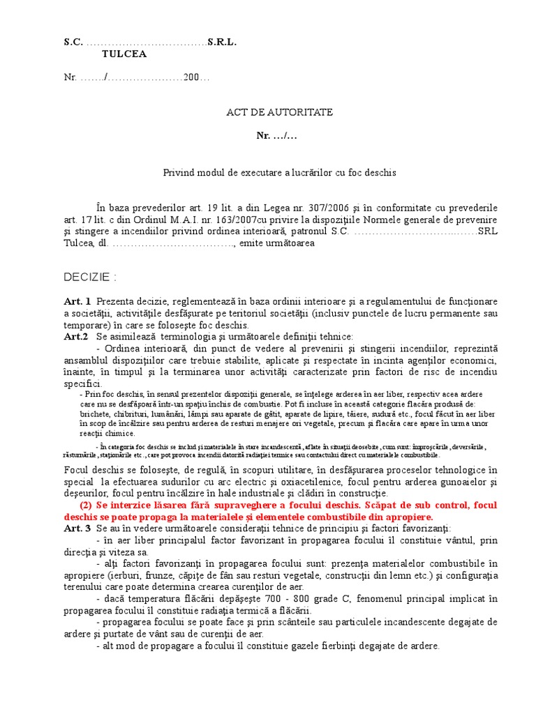 Modul de Executare A Lucrarilor Cu Foc Deschis | PDF