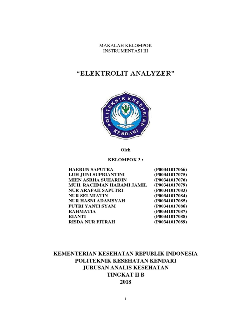 Makalah Elektrolit Analyzer | PDF