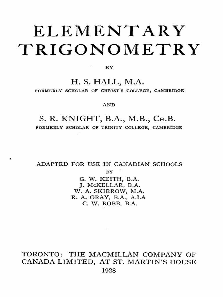 Elementary Trigonometry | PDF | Trigonometric Functions | Circle